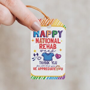 National Rehabilitation Week Gift Tags Printable, Happy Rehab Week Tags ...