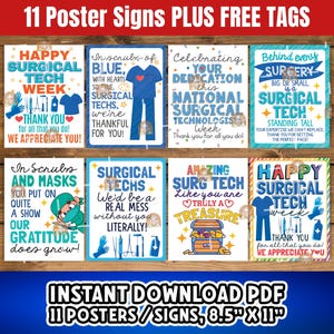 Surgical Tech Week Signs Printable Bundle, Surgical Tech Appreciation ...