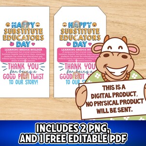 Substitute Educators Day Tags, Printable Substitute Teacher Thank You ...
