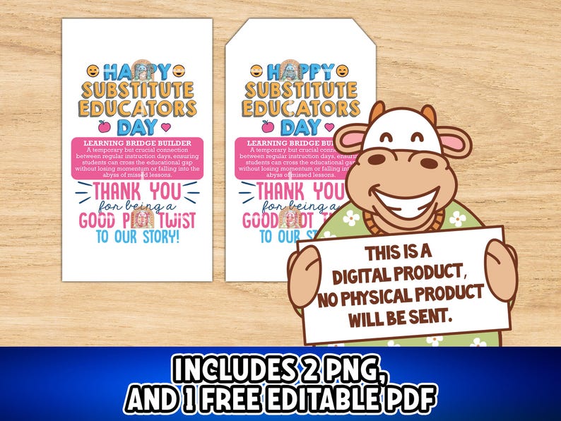 Substitute Educators Day Tags, Printable Substitute Teacher Thank You ...