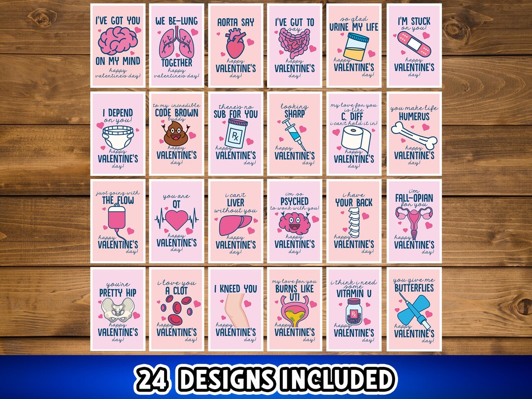 Funny Medical Valentines Day Cards for Nurses Printable, Healthcare ...