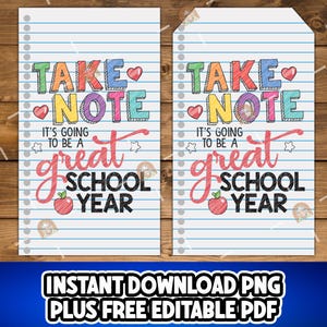 Back to School Tag Printable, Take Note Its Going to Be Great School ...