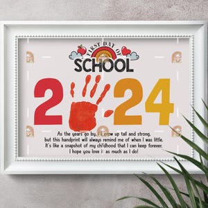 First Day of School Handprint Craft Printable, Back to School Handprint ...
