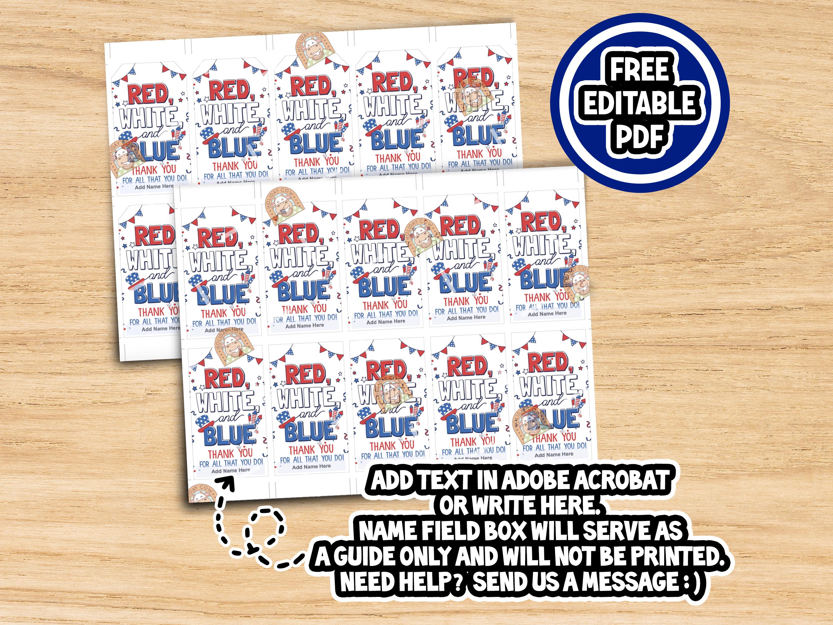 Red White and Blue Tags, Labor Day Gift Tags Printable, Happy Labor Day ...