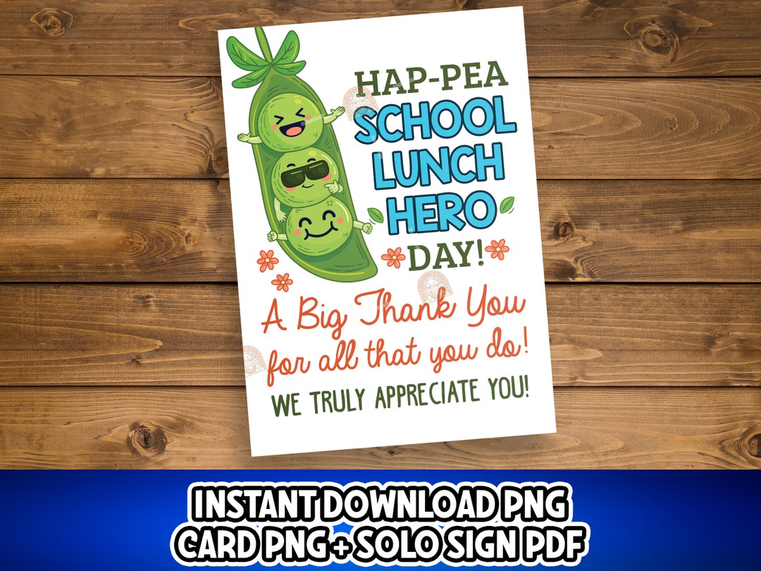 School Lunch Hero Day Card Printable, School Lunch Hero Day Sign ...