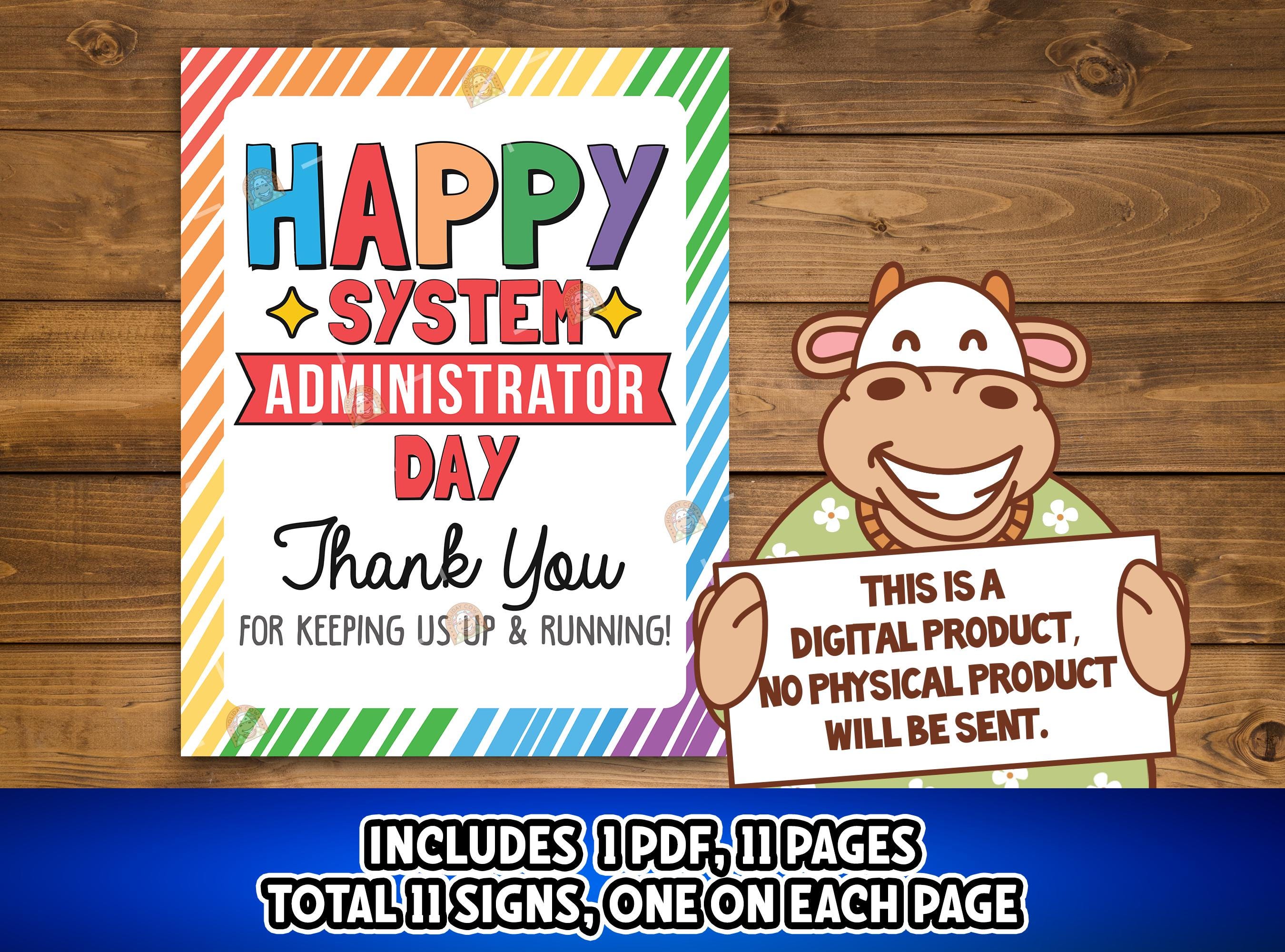 Sysadmin Sign Bundle, Printable System Administrator Day Poster ...