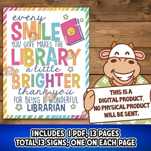 School Librarian Day Posters Printable, Librarian Thank You, Librarian ...