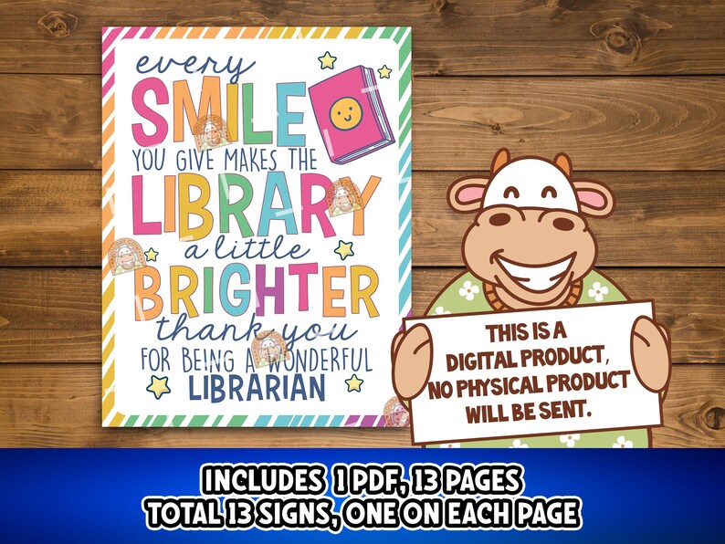 School Librarian Day Posters Printable, Librarian Thank You, Librarian ...