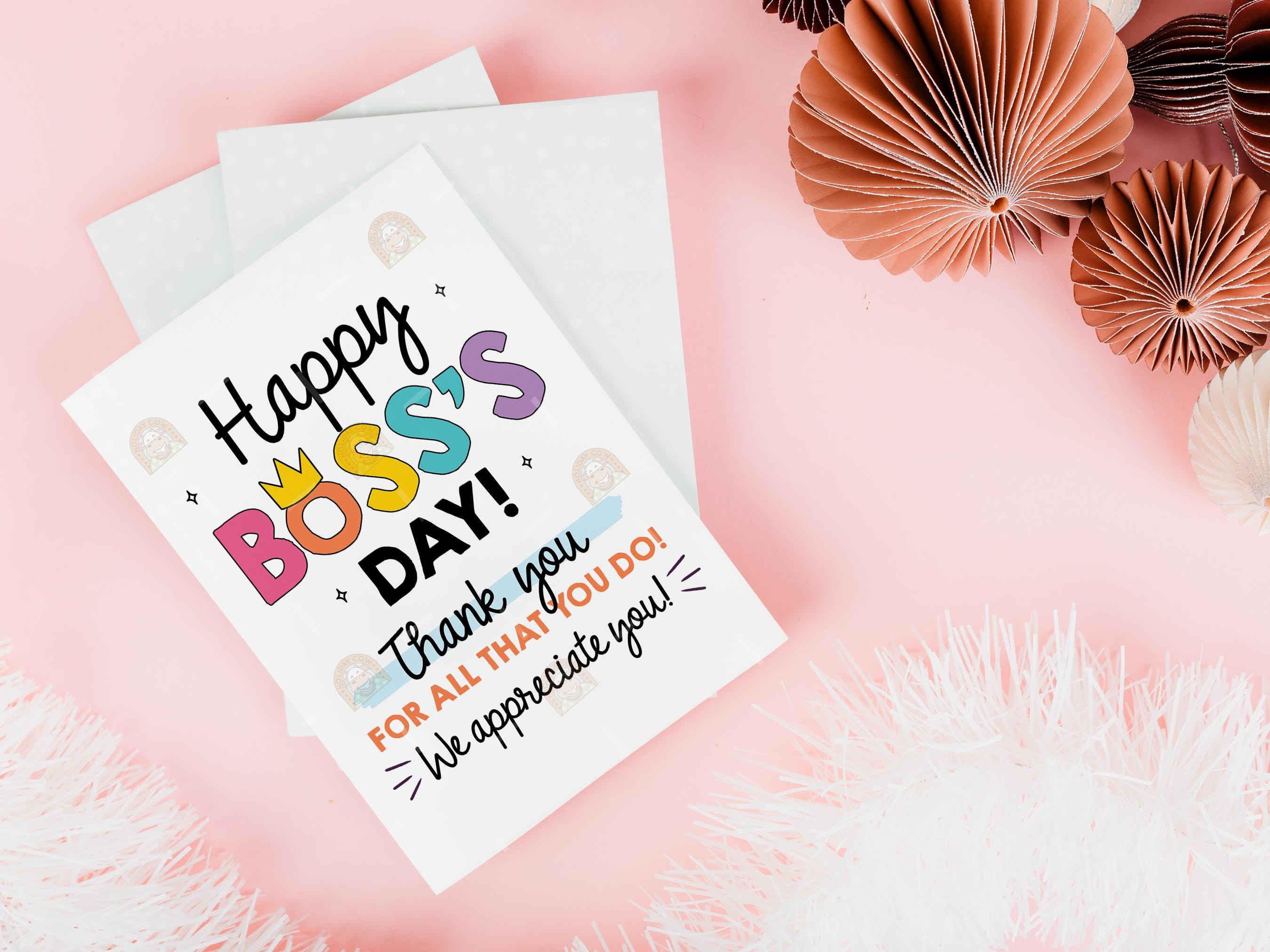 Happy Boss Day Sign, Printable Boss Day Card for Boss Thank You Boss ...