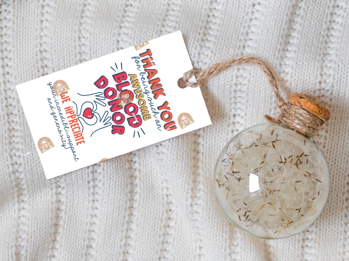 Blood Donors Gift Tag, Printable Blood Donor Month Tags, Thank You ...