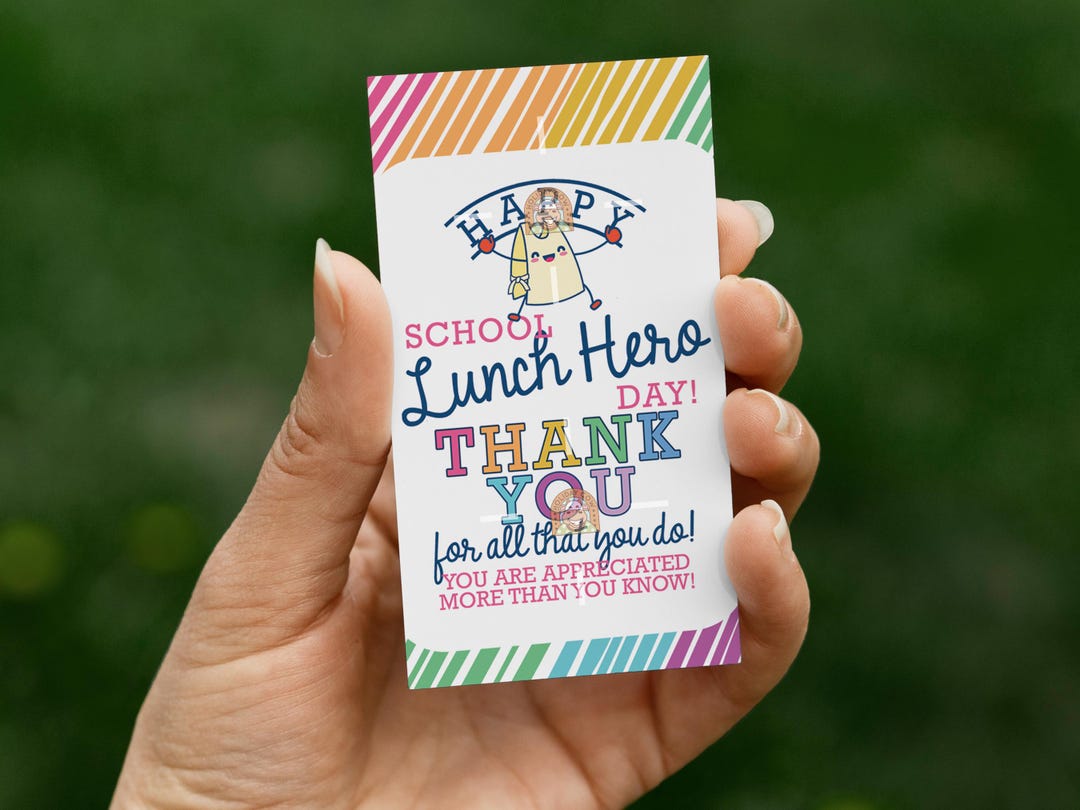 Printable School Lunch Hero Day Gift Tag, School Lunch Hero Day Tag ...