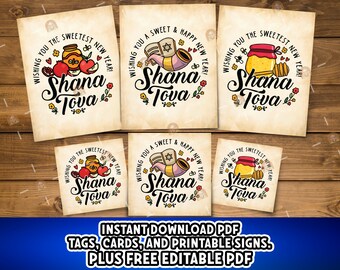 Shanah Tovah Printable Folded Greeting Cards-jewish New Year - Etsy Israel