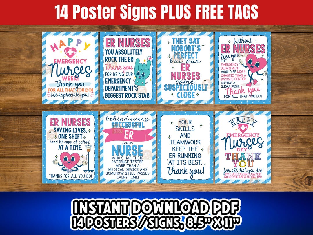 Emergency Nurses Week Signs Printable, Emergency Nurses Week Gift, ER ...