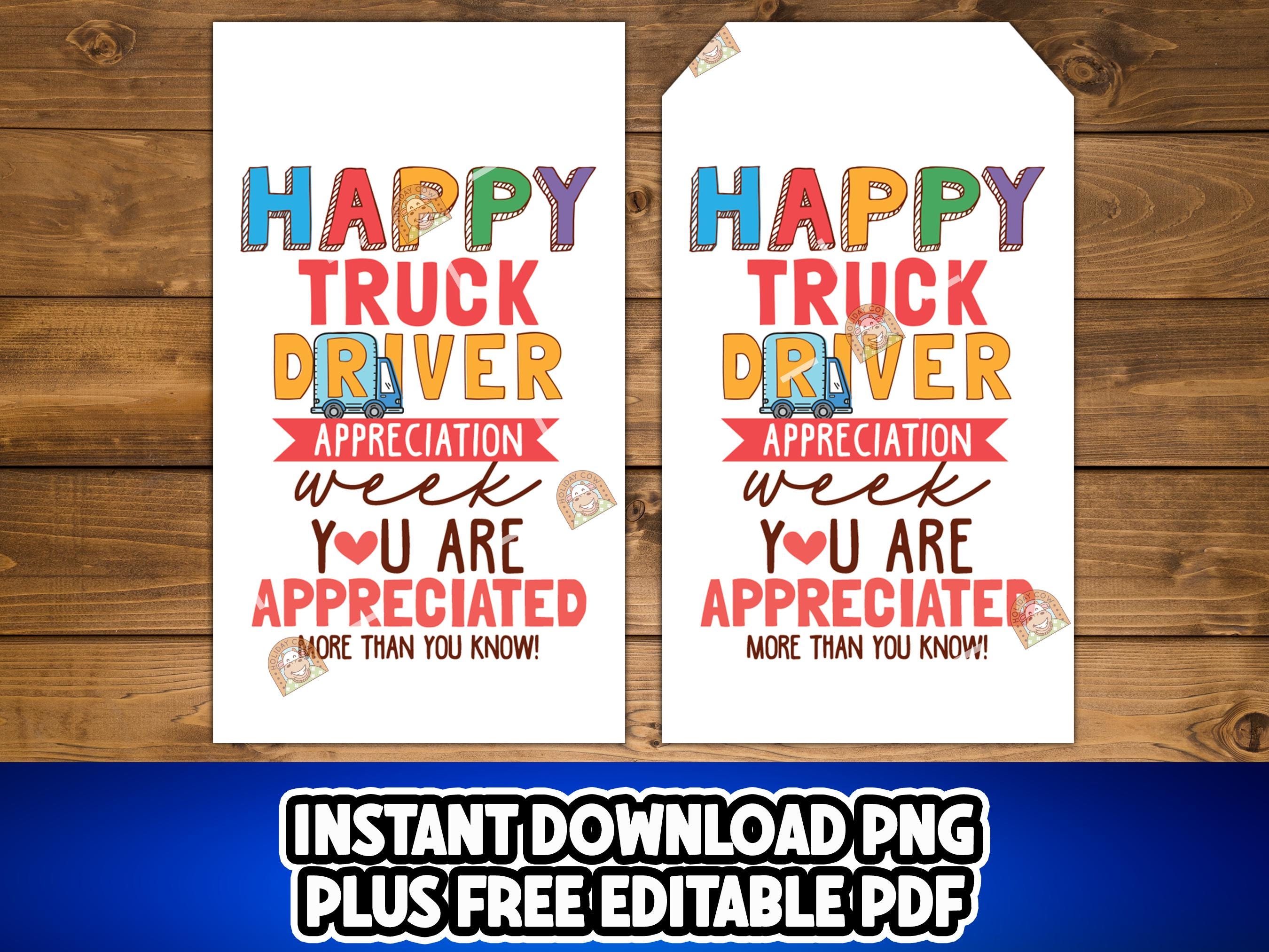 Truck Driver Appreciation Tags Printable, Truck Driver Appreciation ...