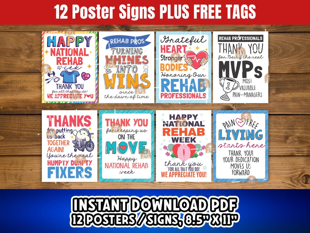 National Rehabilitation Week Signs Printable, Happy Rehab Week Poster ...