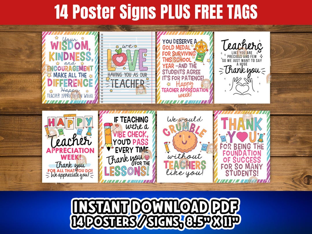 Teacher Appreciation Week Signs, Printable Teacher Appreciation ...