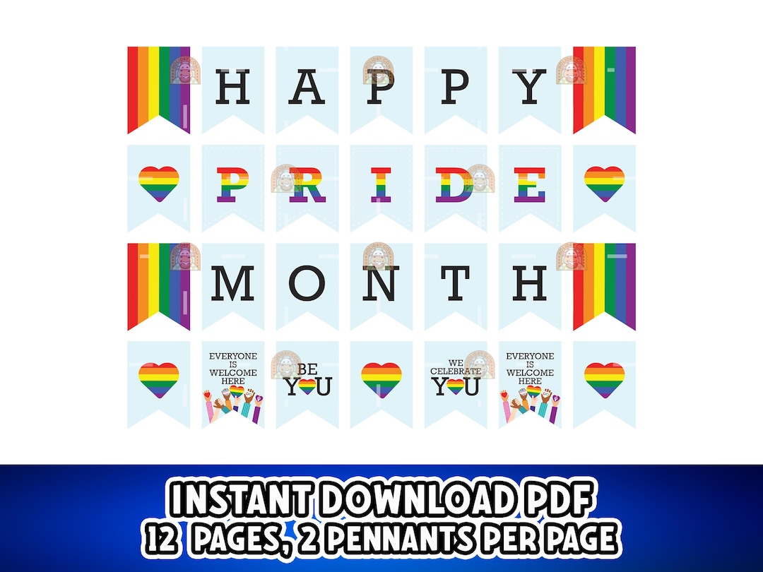 Pride Month Banner Printable, Pride Month Decor, Rainbow Pride Month ...