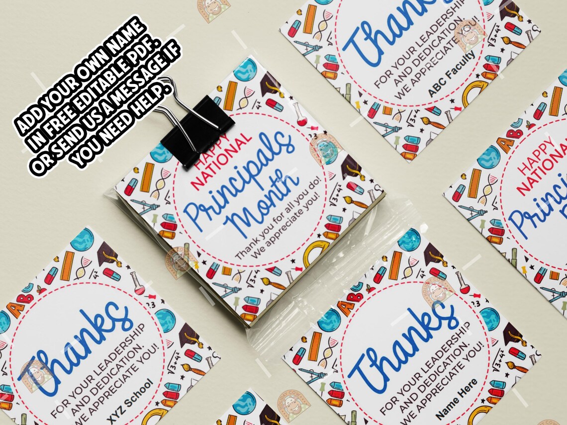 National Principals Month Tag Printable, Principal Appreciation Month ...