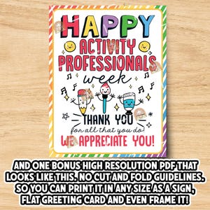 Activity Professionals Week Printable Card, Activity Professionals ...