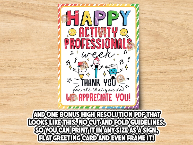 Activity Professionals Week Printable Card, Activity Professionals ...