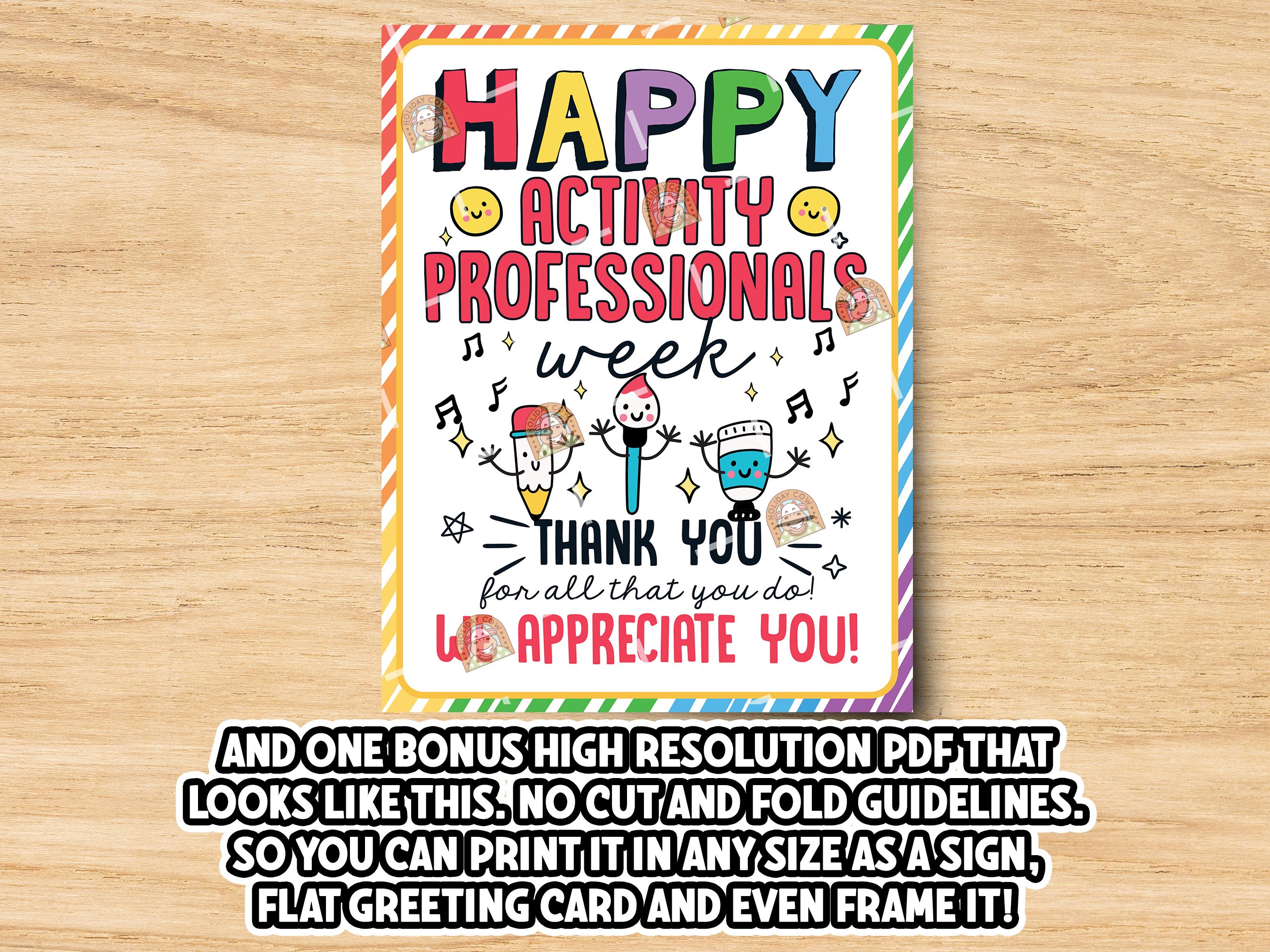Activity Professionals Week Printable Card, Activity Professionals ...