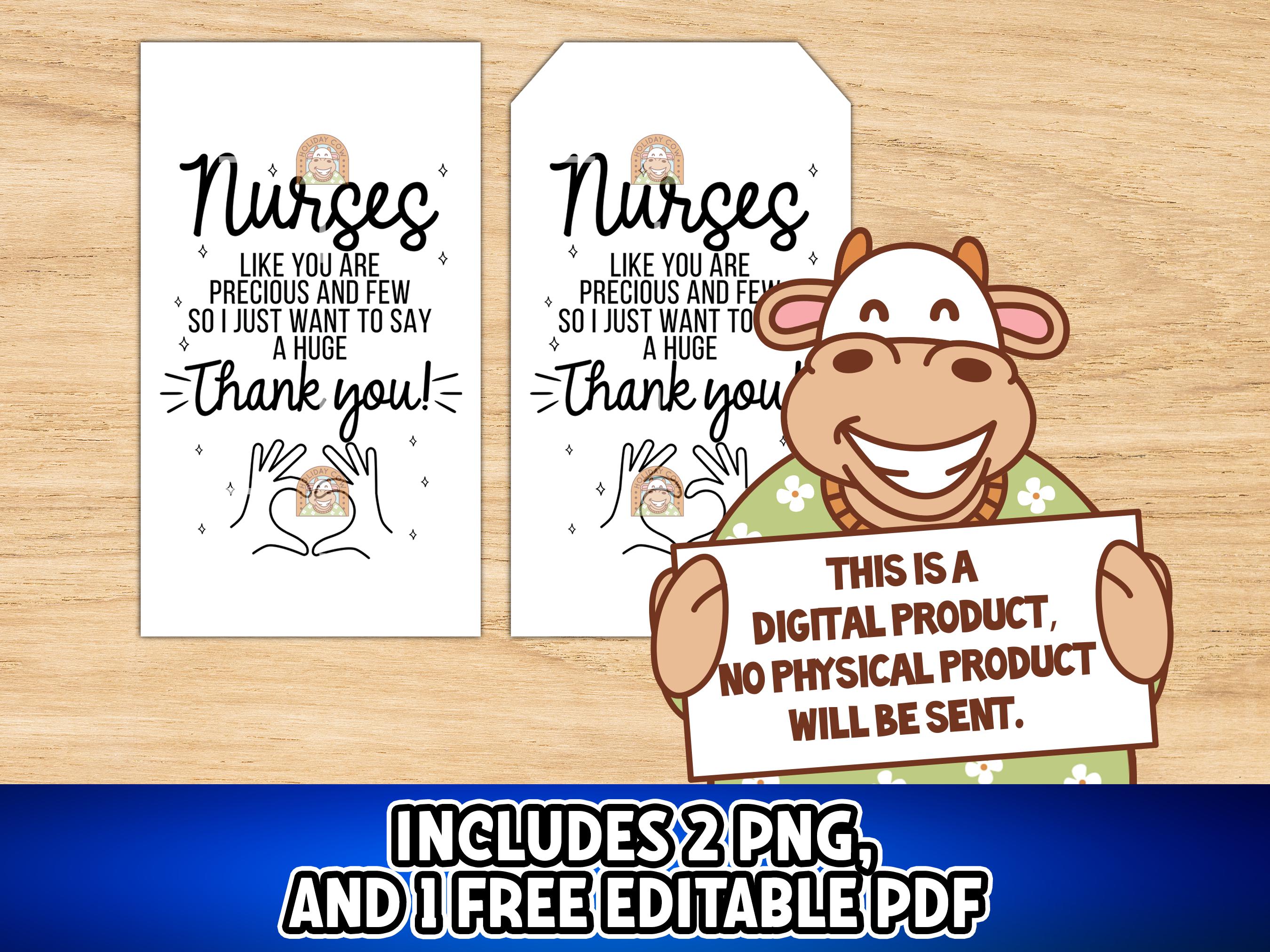 Nurse Tag, Thank You Nurse Gift Tag Printable, Happy Nurses Week Gift ...