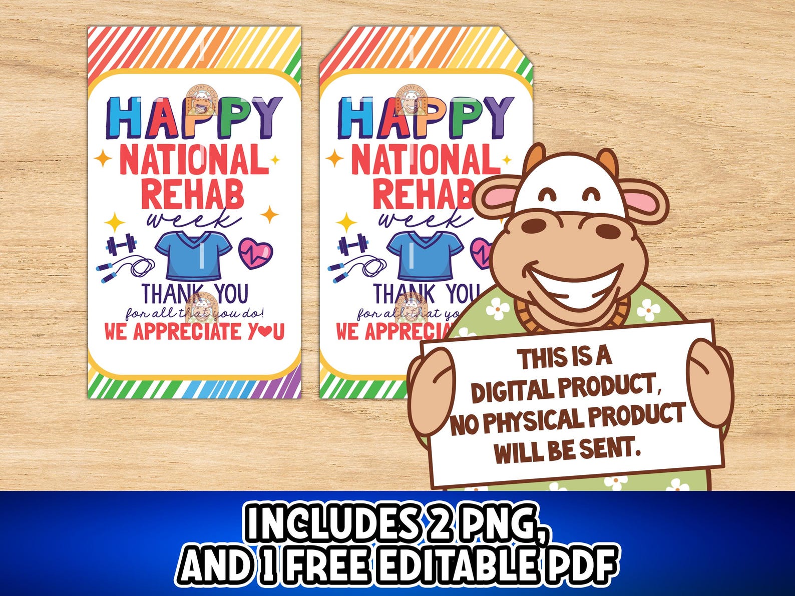 National Rehabilitation Week Gift Tags Printable, Happy Rehab Week Tags ...