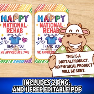 National Rehabilitation Week Gift Tags Printable, Happy Rehab Week Tags ...