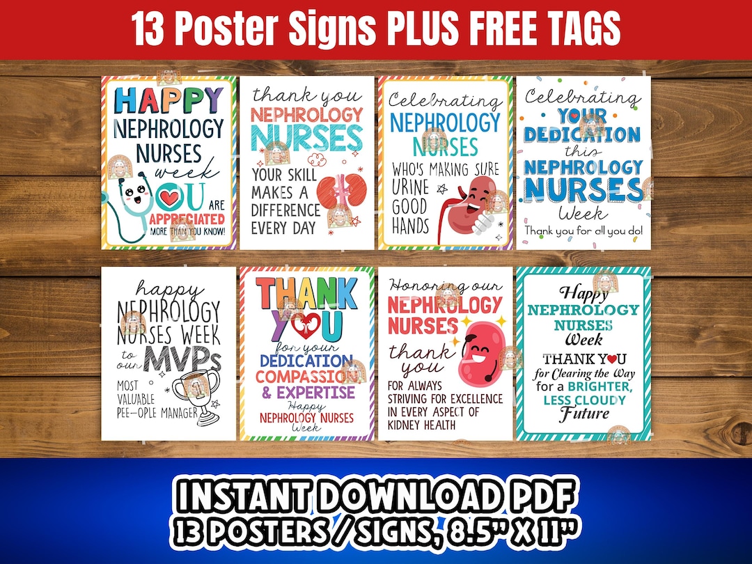 Nephrology Nurses Week Signs Printable Bundle, Nephrology Nurse ...