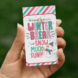 Hope Your Winter Break is Snow Much Fun Printable Tag, Winter Break Tag ...