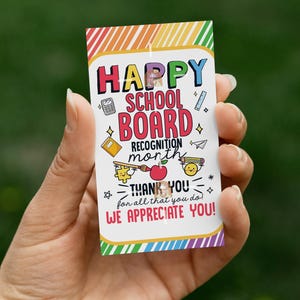 School Board Recognition Month Tag Printable, School Board Thank You ...