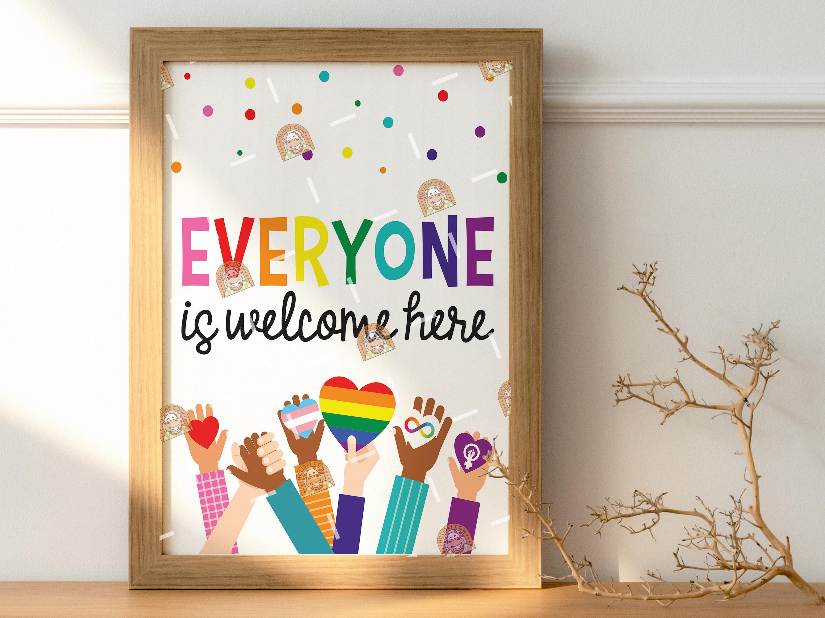 Everyone is Welcome Here Sign, Printable Inclusive Classroom Décor, No ...