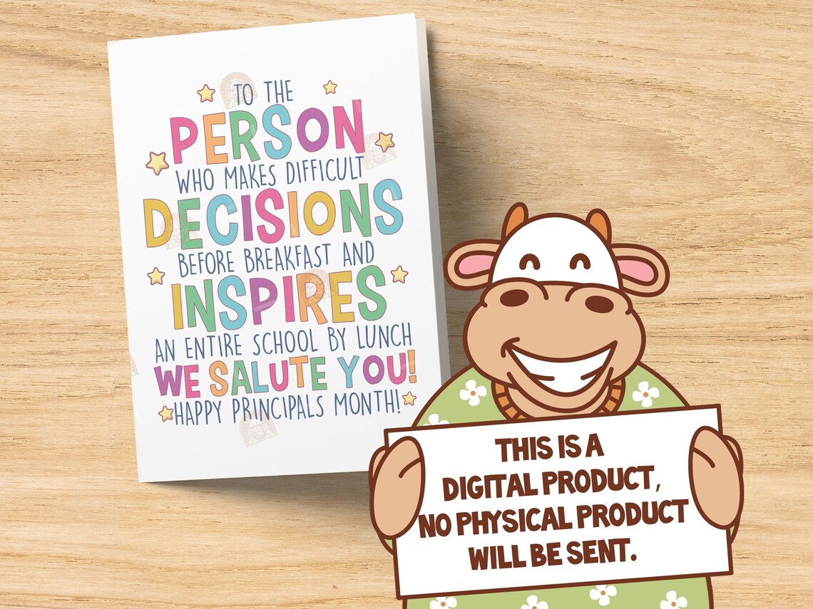 Principals Month Gift, Printable Principal Appreciation Card, School ...