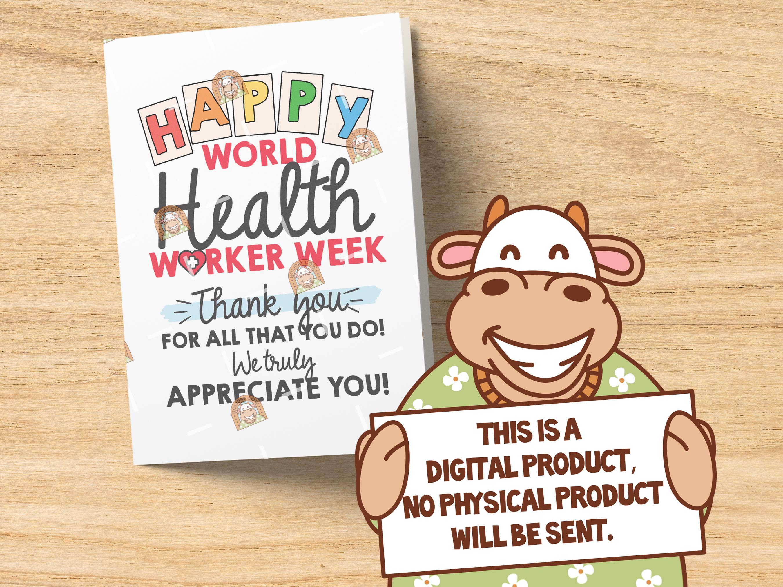 Printable World Health Worker Week Card, Health Worker Thank You Sign ...