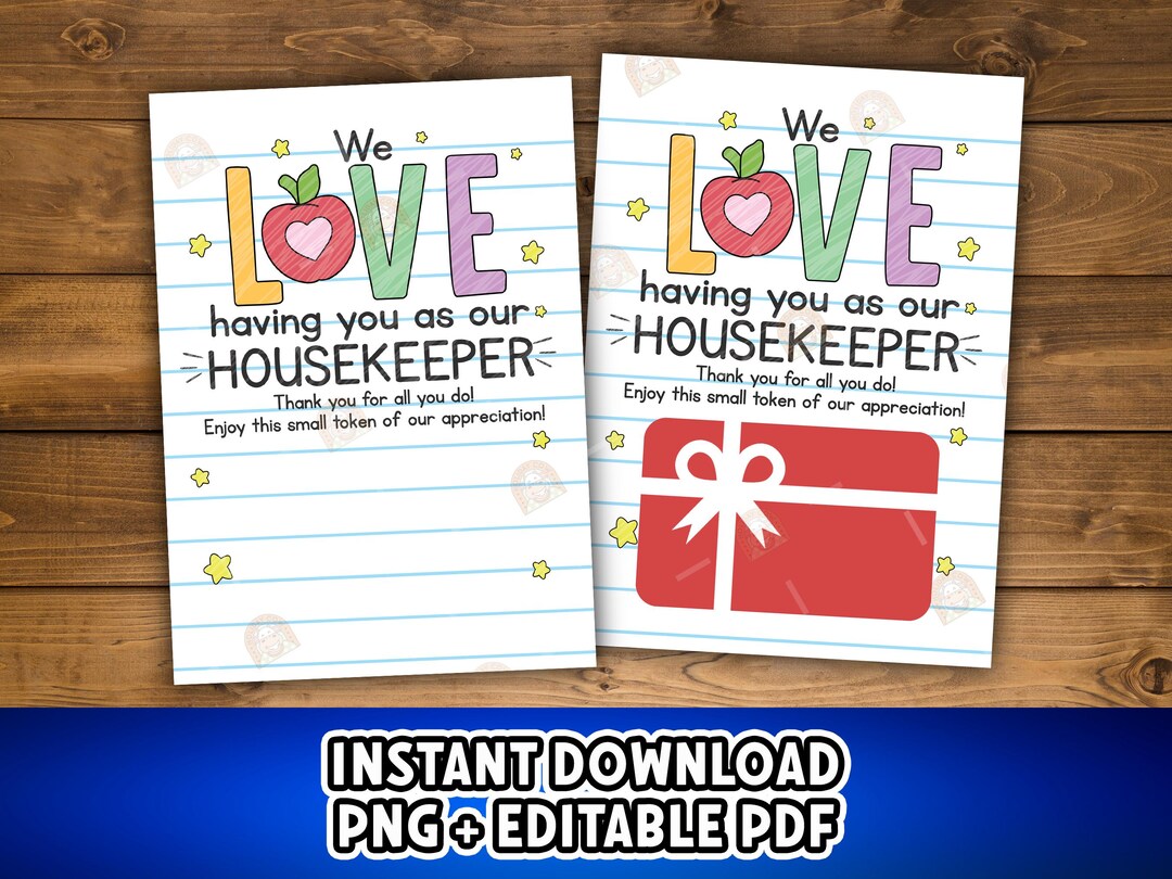 Housekeeper Gift Card Holder Printable, Housekeeping Week Gift for ...