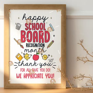 School Board Recognition Month Card Printable, School Board Thank You ...