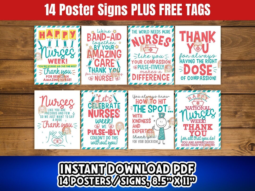Nurses Week Signs, Printable National Nurses Week Poster, Thank You ...