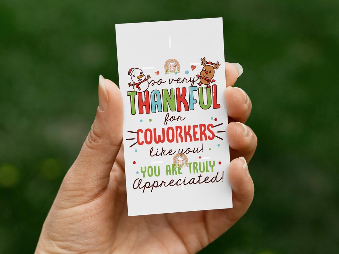 Holiday Coworker Thank You Gift Tag, Printable Christmas Favors Xmas ...