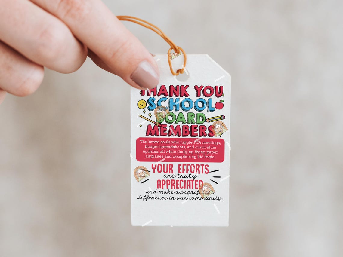School Board Member Gift Tag, Printable School Board Recognition Month ...
