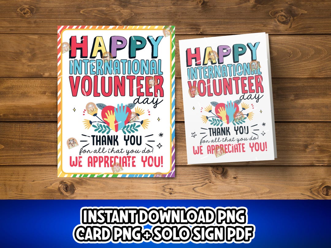 International Volunteer Day Sign Printable, Thank You Volunteer Gift ...