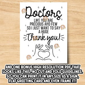Doctor Gift, Printable Doctor Appreciation Card, Thank You Doctor's Day ...