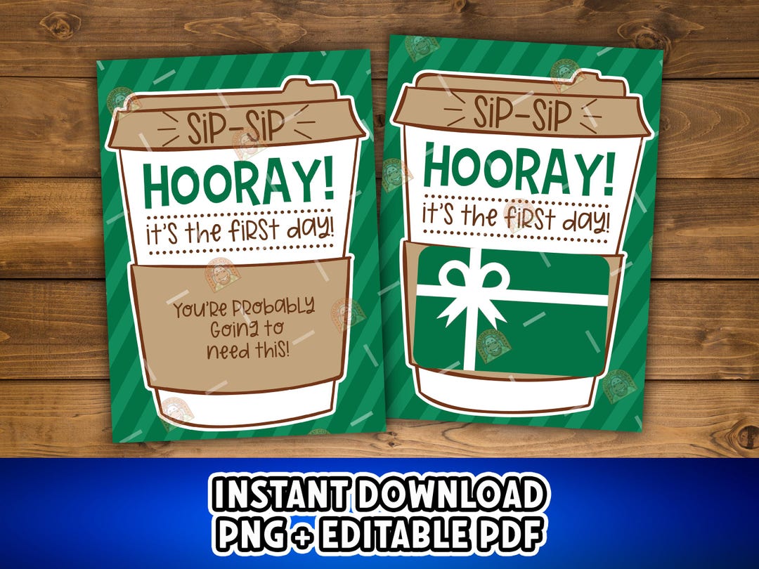 Sip Sip Hooray Coffee Gift Card Holder Printable, Welcome Staff Gift ...