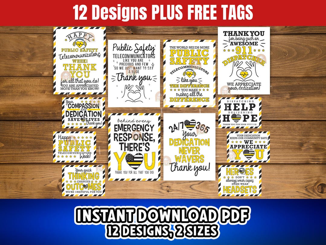 Public Safety Telecommunicators Week Signs Printable, 911 Dispatchers ...