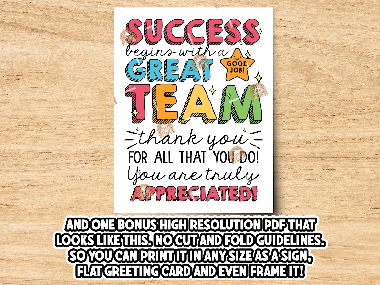 Team Appreciation Gift Printable, Team Members Thank You Sign, Team ...
