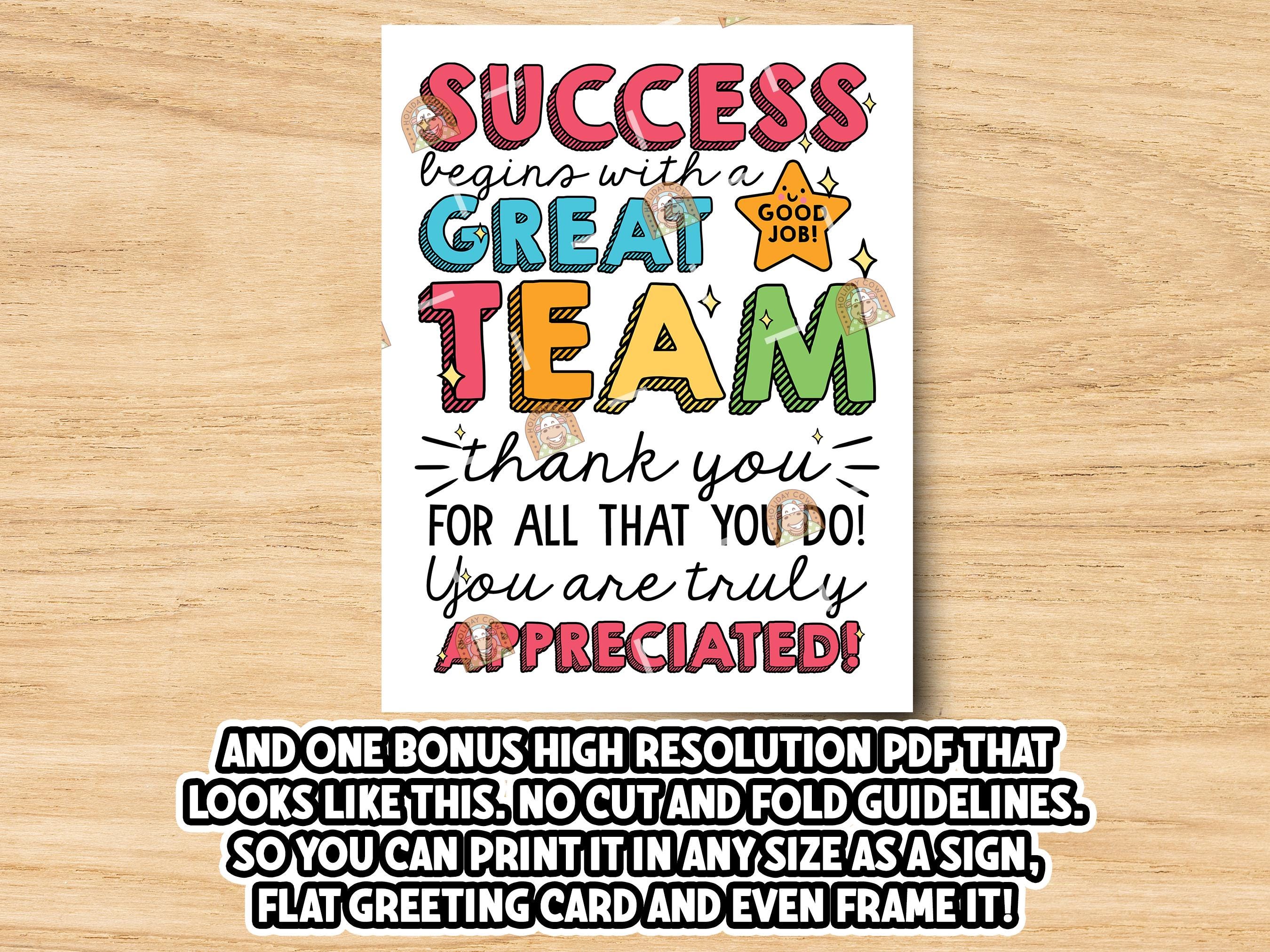 Team Appreciation Gift Printable, Team Members Thank You Sign, Team ...
