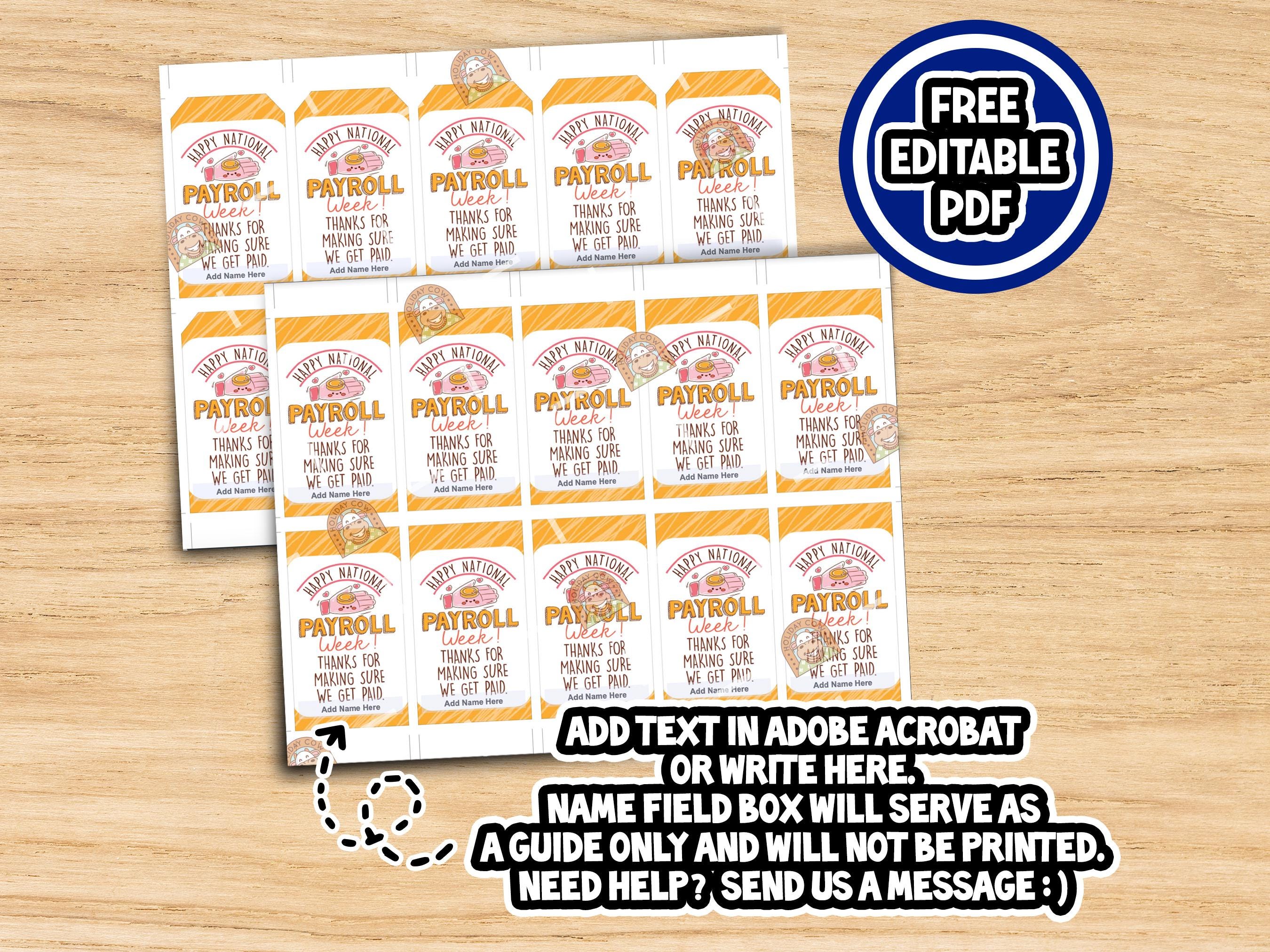 Funny Payroll Week Gift Tags Printable, National Payroll Week Tag ...