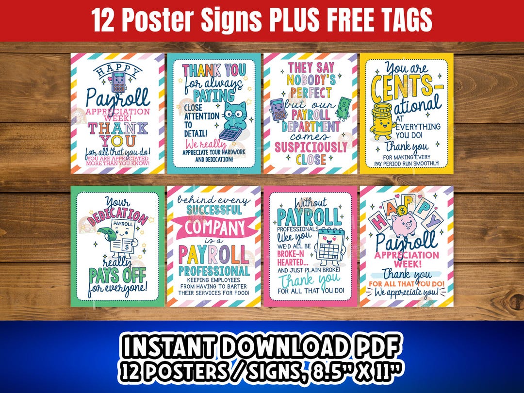 National Payroll Week Signs Printable, Payroll Week Decor, Payroll ...