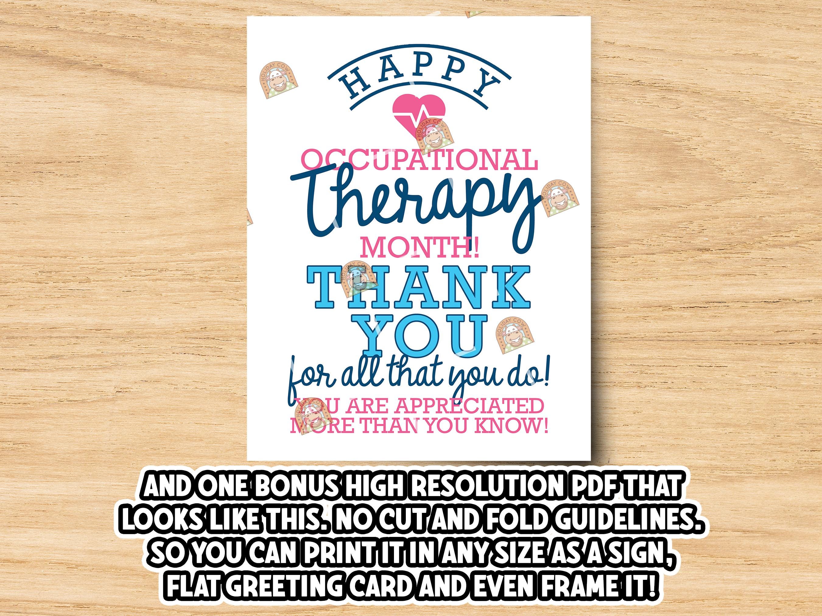 Occupational Therapy Month Card Printable, Occupational Therapist Gift ...