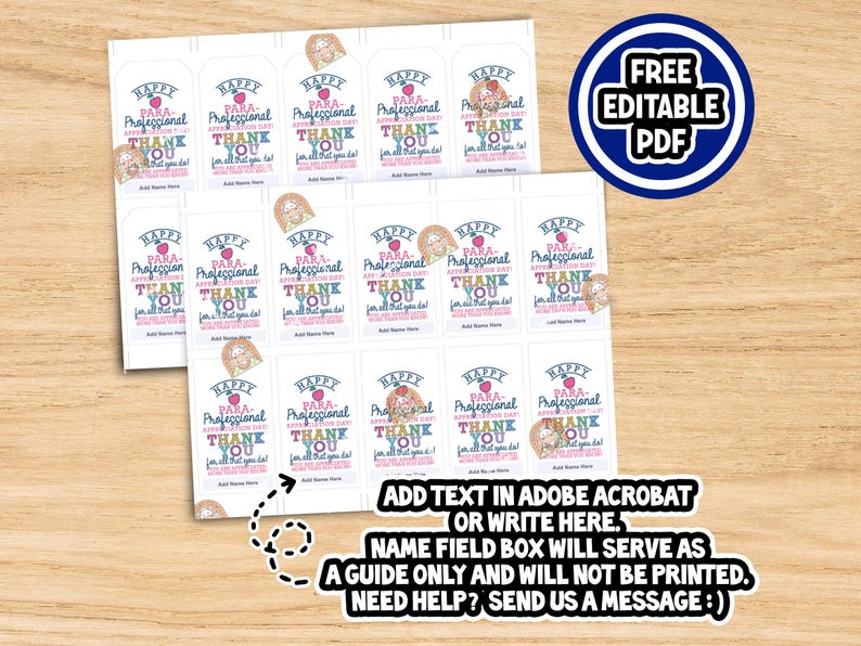 Paraprofessional Day Gift Tag, Printable Para Professional Day Tag ...