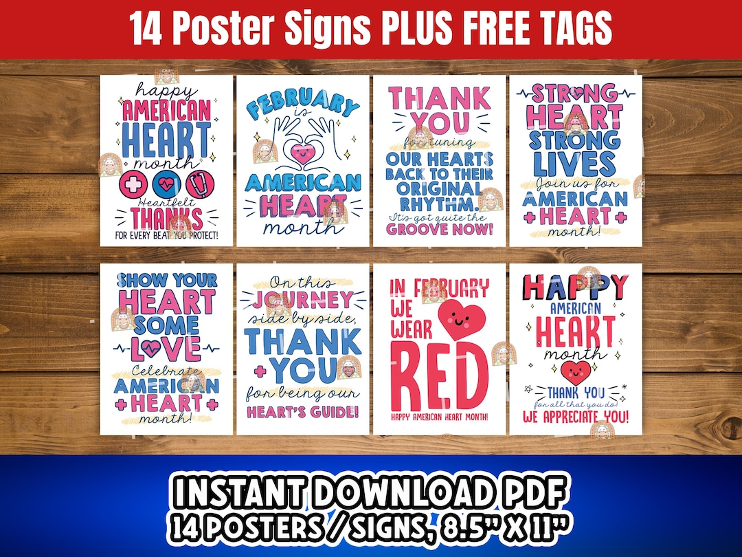 American Heart Month Signs Printable, American Heart Month Gift ...